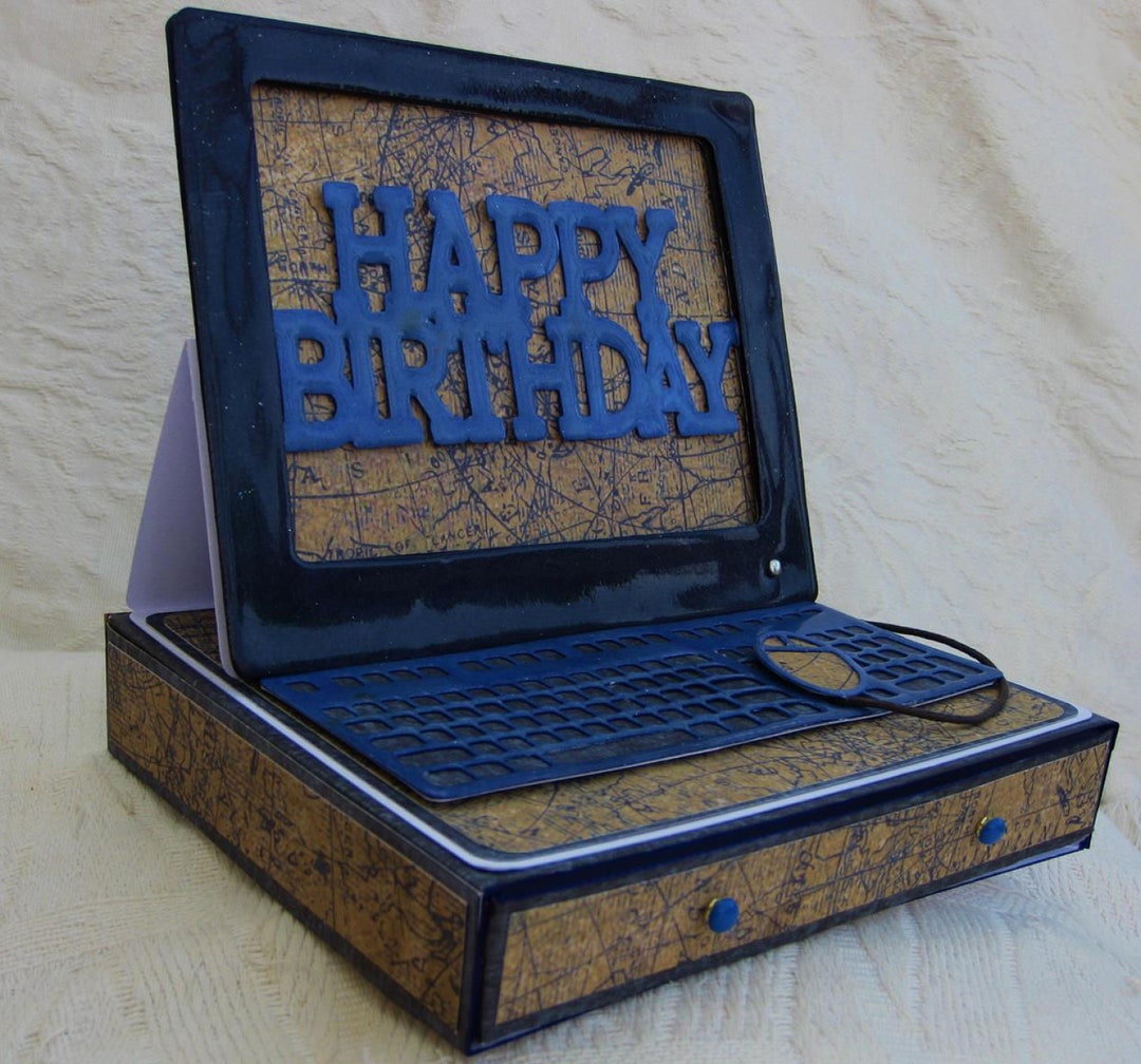 Computer Themed Easel Card With Drawers Under - Digital Cutting File ...