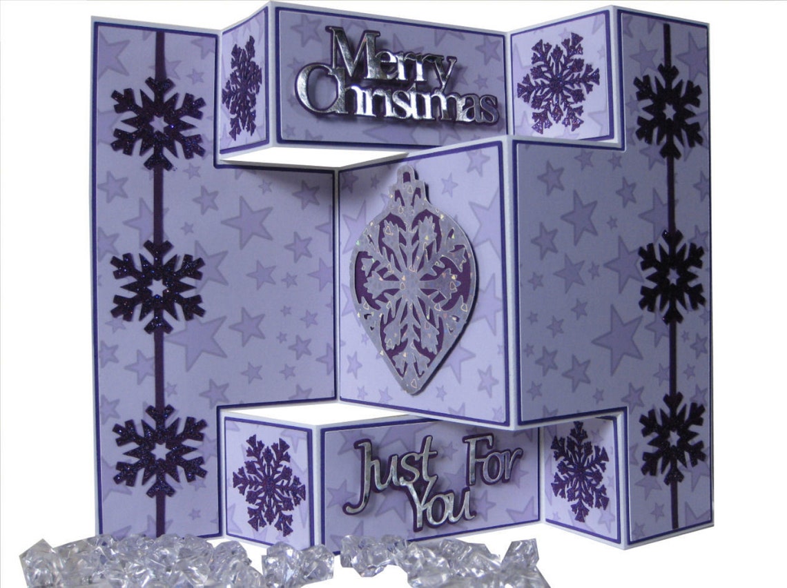 Frozen Snowflake Tri Shutter Fold Card With Layering - Etsy