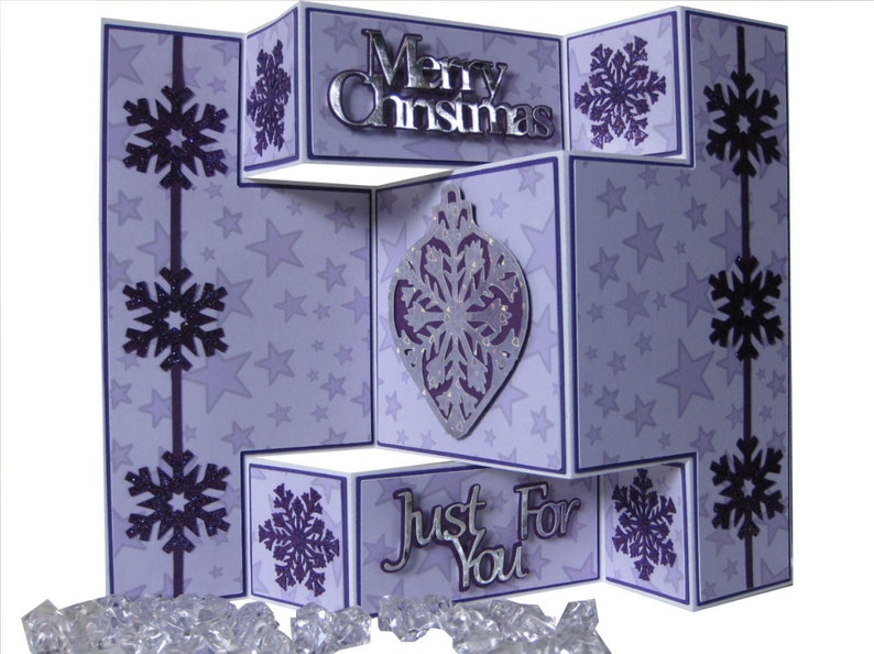 Frozen Snowflake Tri Shutter Fold Card With Layering - Etsy