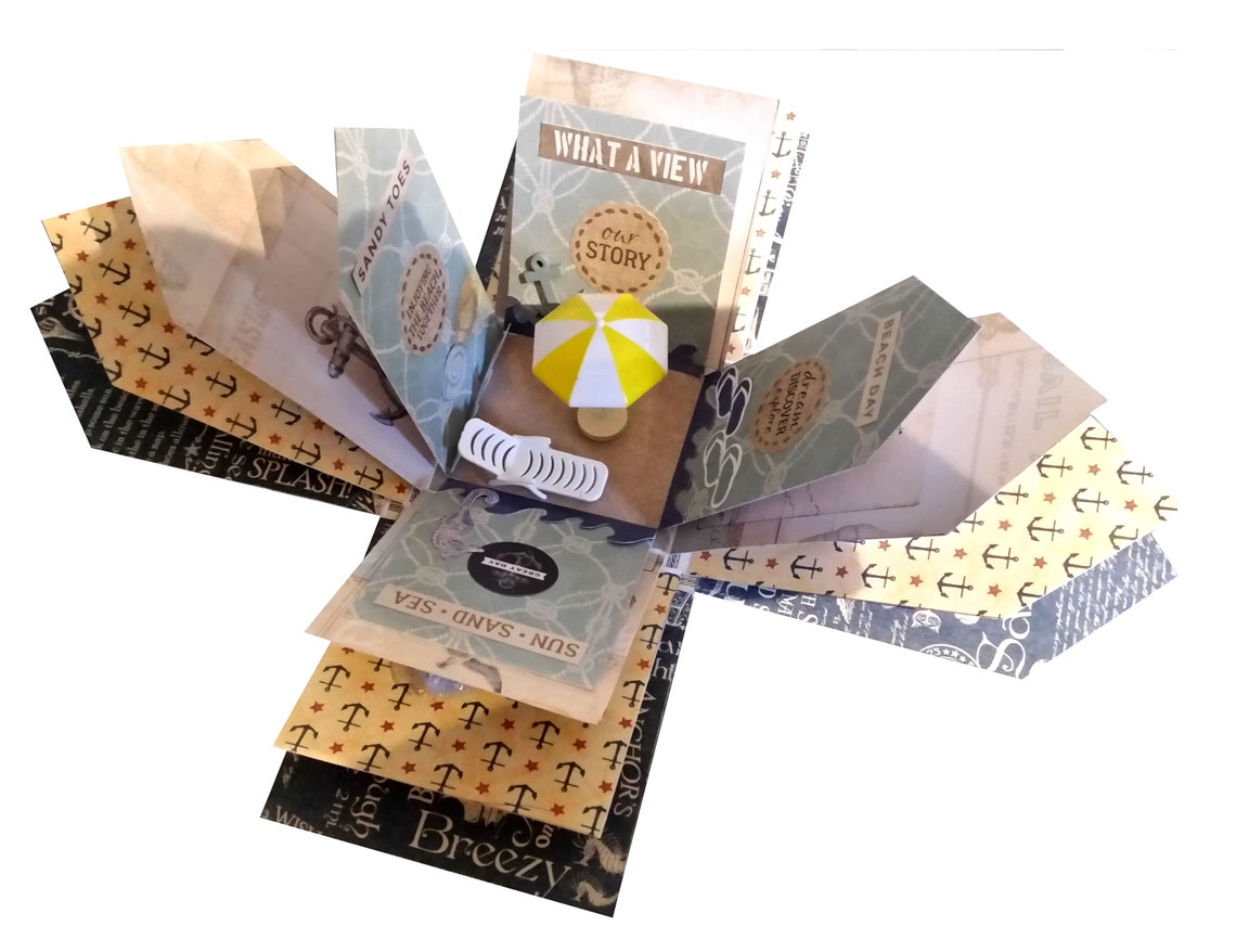 A4 PDF Handcut Beach Hut Explosion / Exploding Box With Extras - Etsy UK