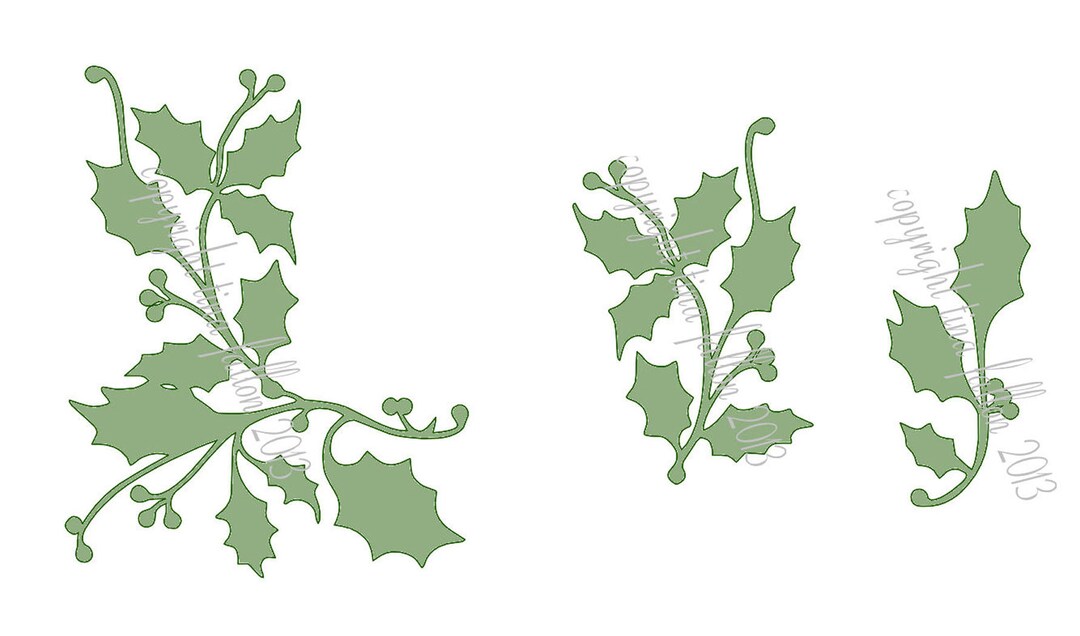 Christmas Holly Sprigs Cutting File Festive Foilage Studio SVG and FCM ...