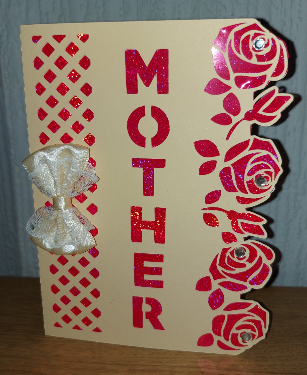 Rose Edge Card for Mums With Gift Box Optional Wording Choices Inc ...