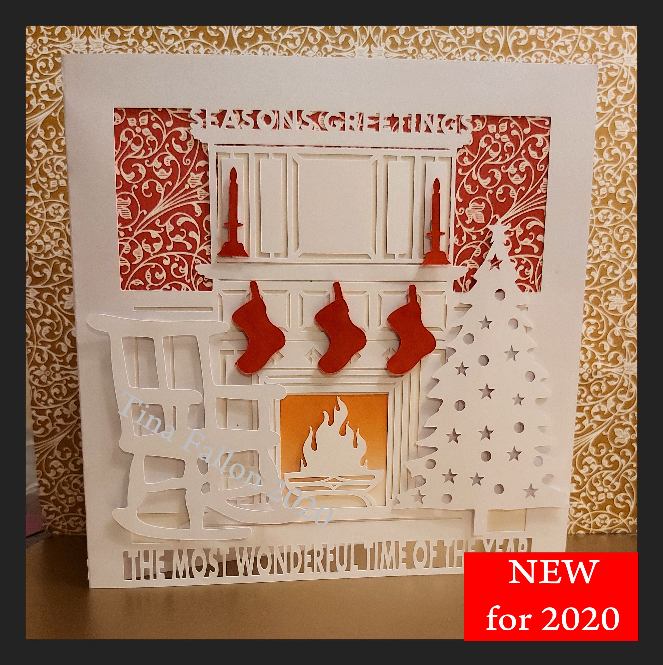 Luxury Christmas Fireplace Card - Digital Cutting File Download - Etsy UK
