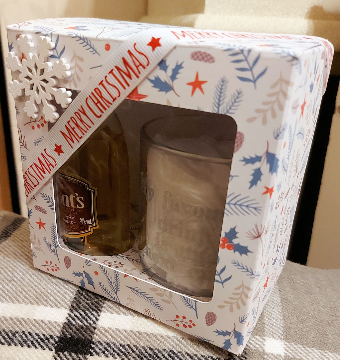 Glass and Miniature Spirits Bottle Gift Box A3 Card Required - Digital ...