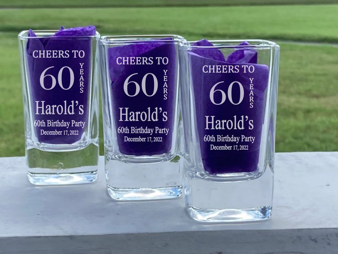 60th Birthday Party Shot Glass Favors 50th Birthday Etsy