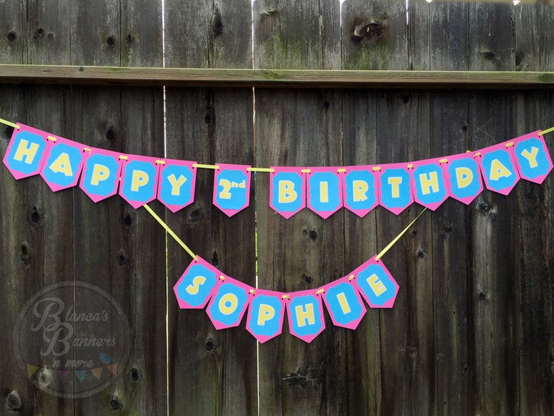 Happy 2nd Birthday Colorful Card Stock Banner Personalized | Etsy