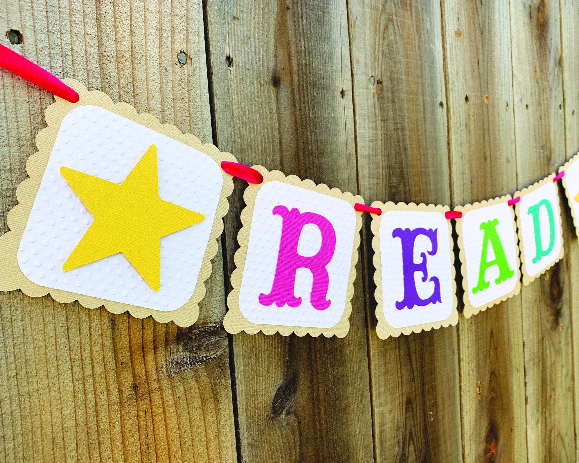Read Banner for Children's Library Colorful Embossed | Etsy
