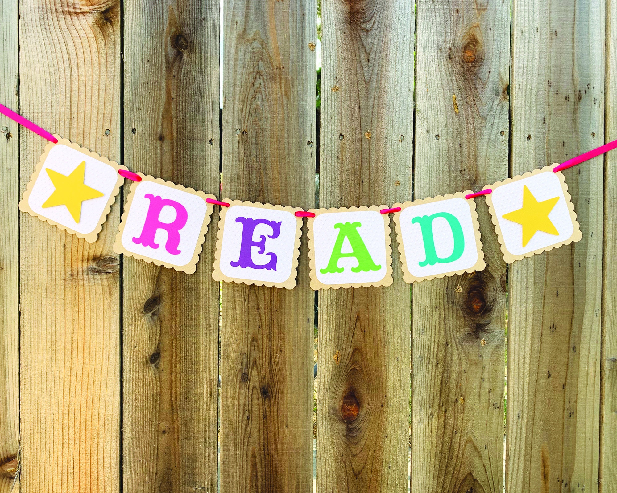 Read Banner for Children's Library Colorful Embossed | Etsy