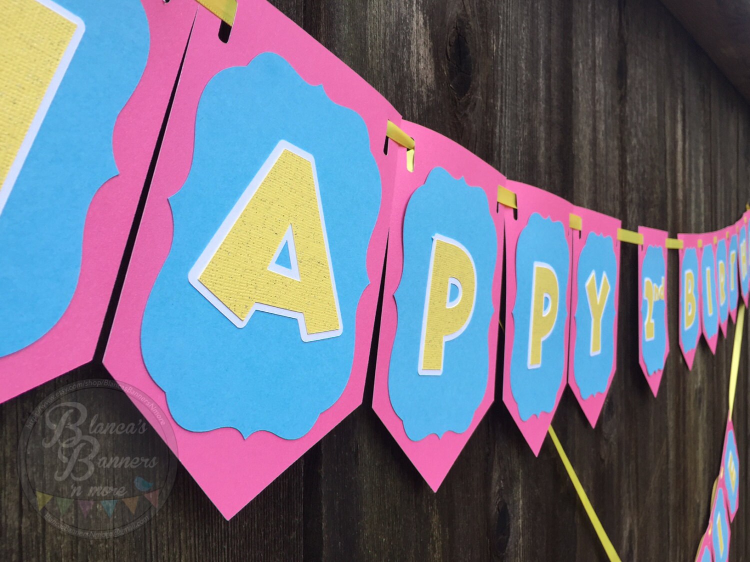Happy 2nd Birthday Colorful Card Stock Banner Personalized | Etsy