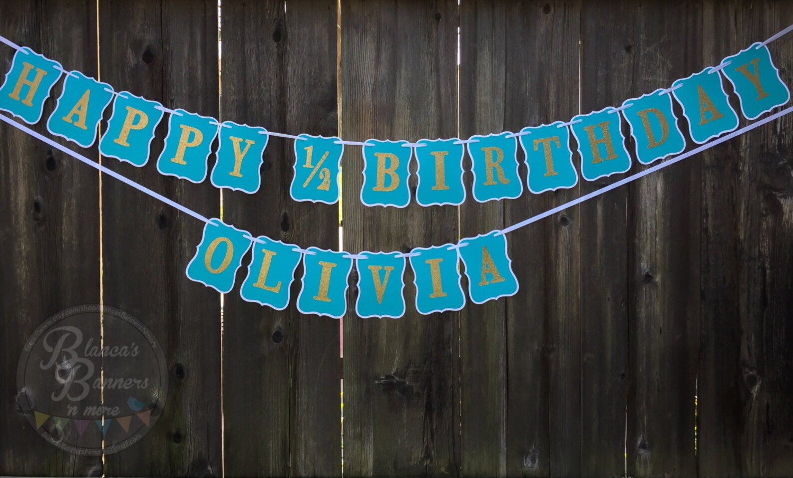 Happy Birthday Teal on Glitter Gold Card Stock Banner | Etsy