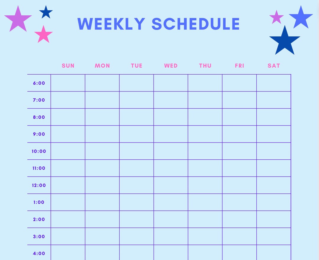 Simple Weekly Schedule - Etsy