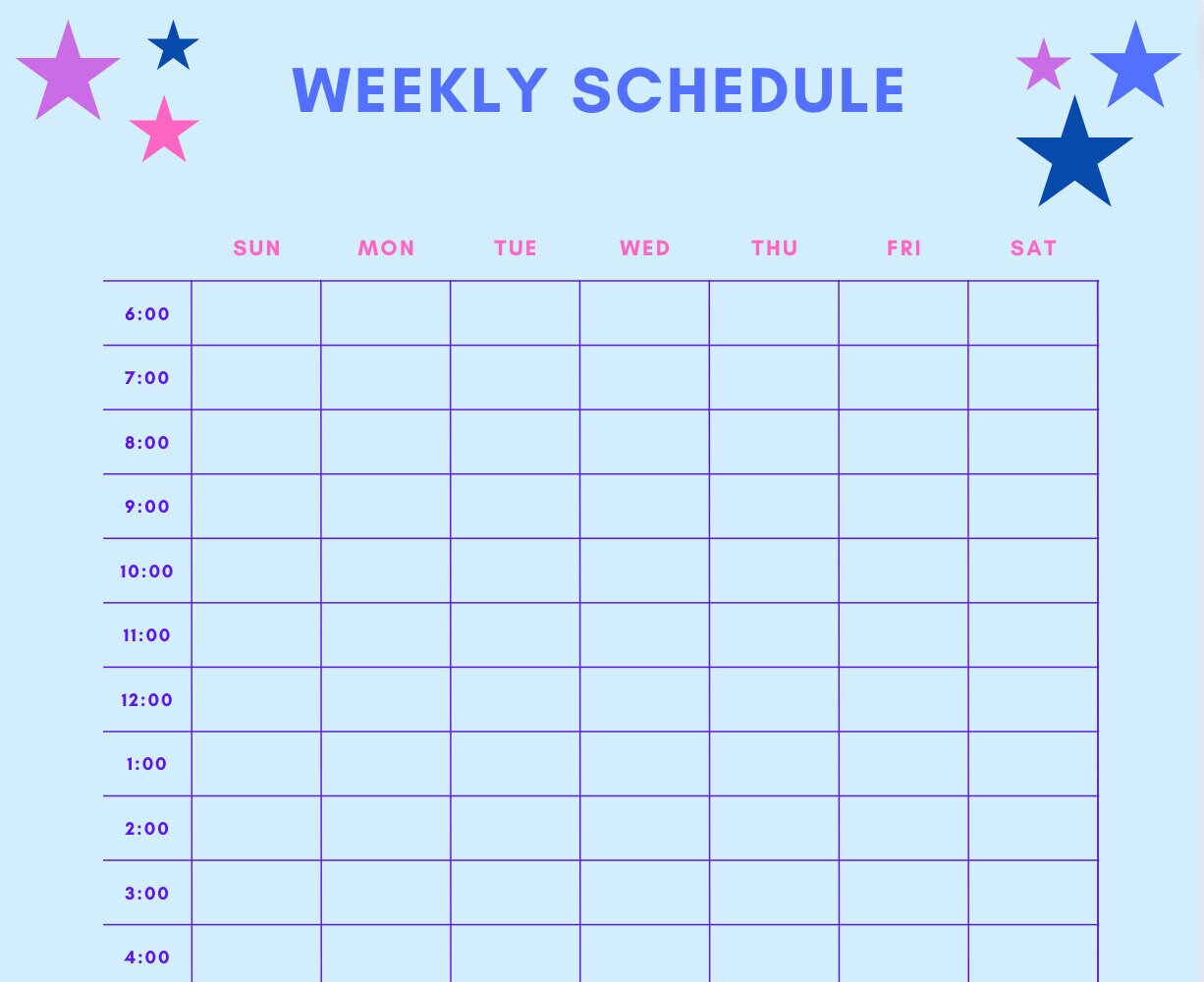 Simple Weekly Schedule - Etsy