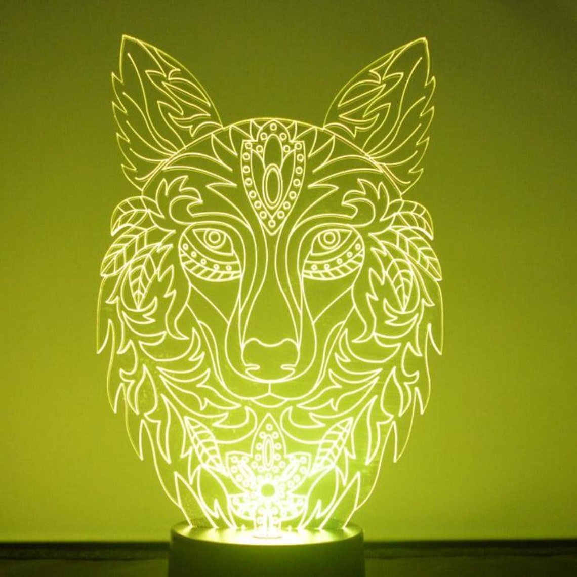 Decorative Wolf Head LED Acrylic Light | Etsy