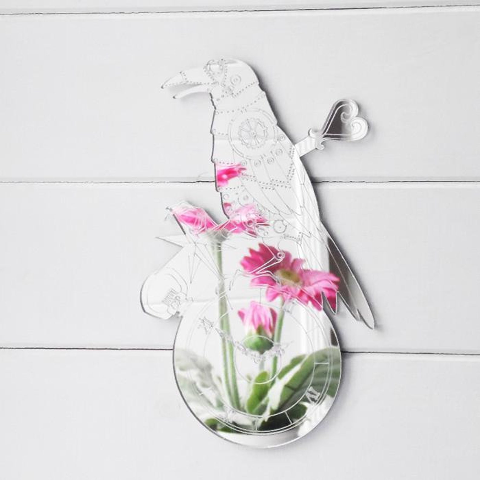 Steampunk Engraved Raven & Pocket Watch Acrylic Mirror | Etsy