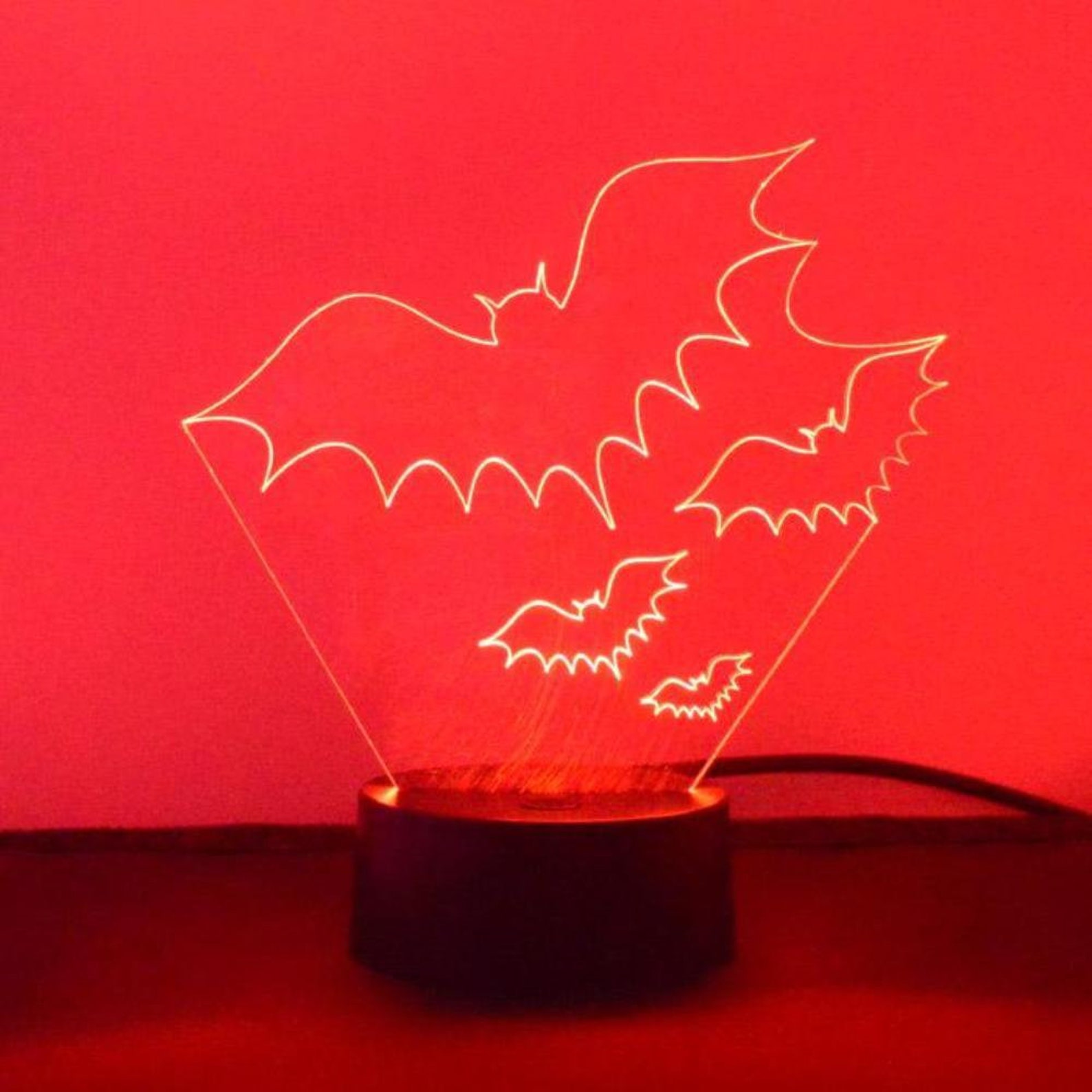 Group of Three Flying Bats LED Acrylic Light - Etsy UK