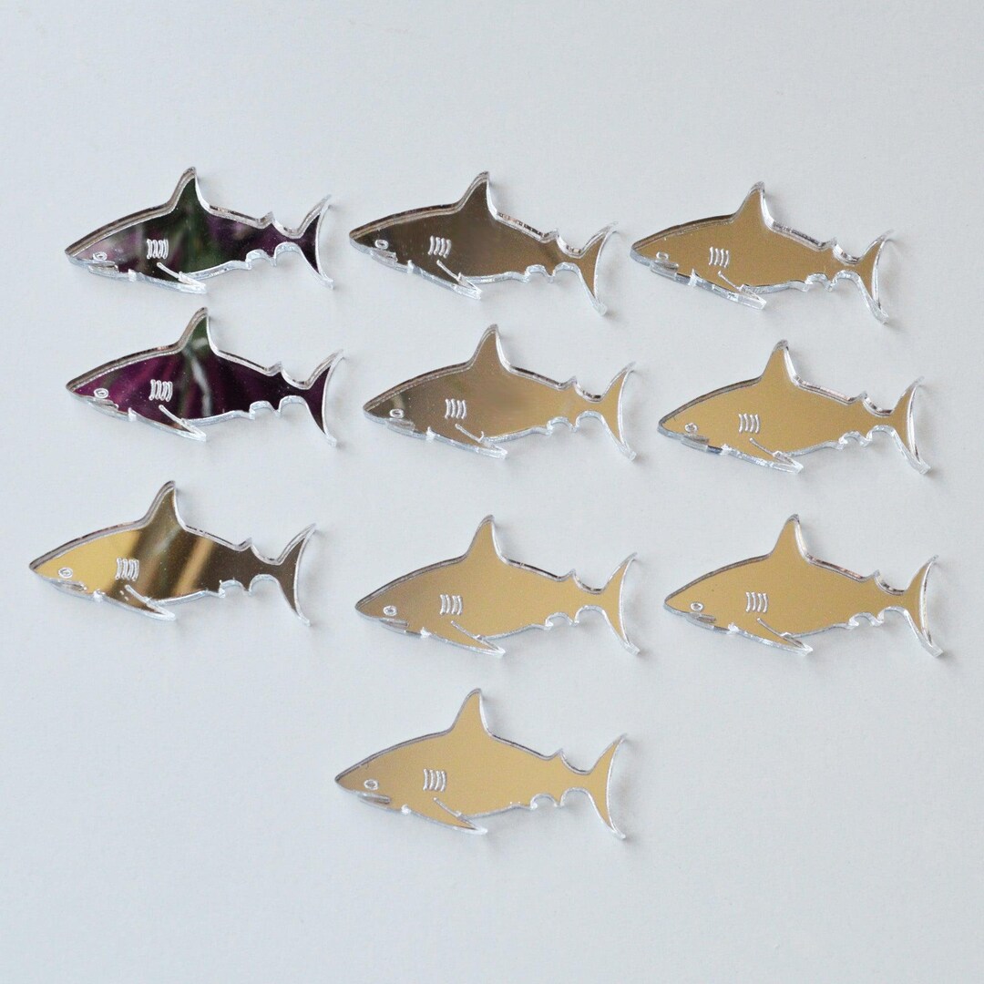 Ocean Swimming Shark Mini Craft Sized Acrylic Mirrors 10Pk - Etsy España