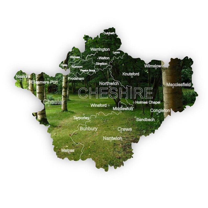 County Map of CHESHIRE UK Engraved Acrylic Mirror | Etsy