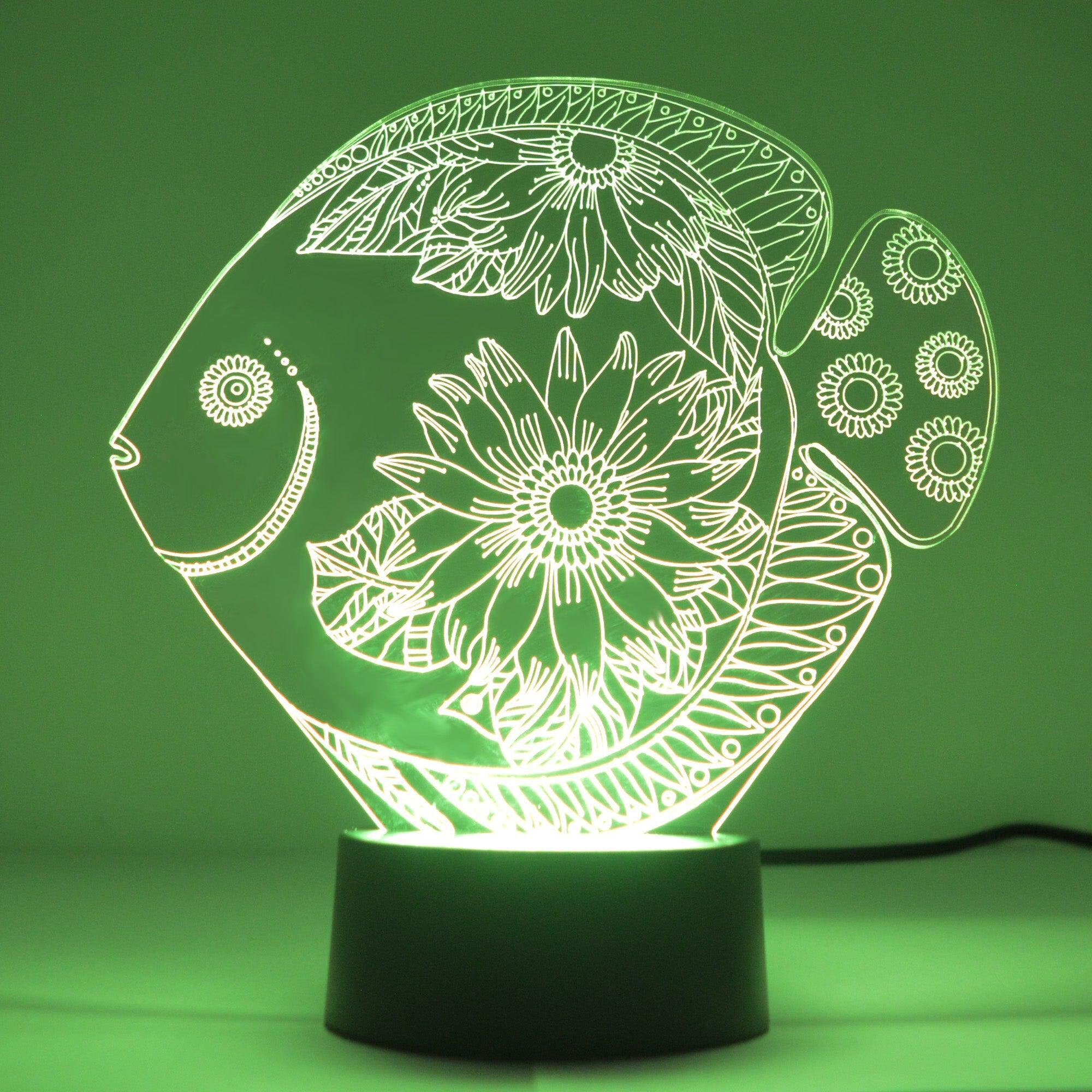 Floral Flower Fish Colour Changing LED Mini Acrylic Light - Etsy UK