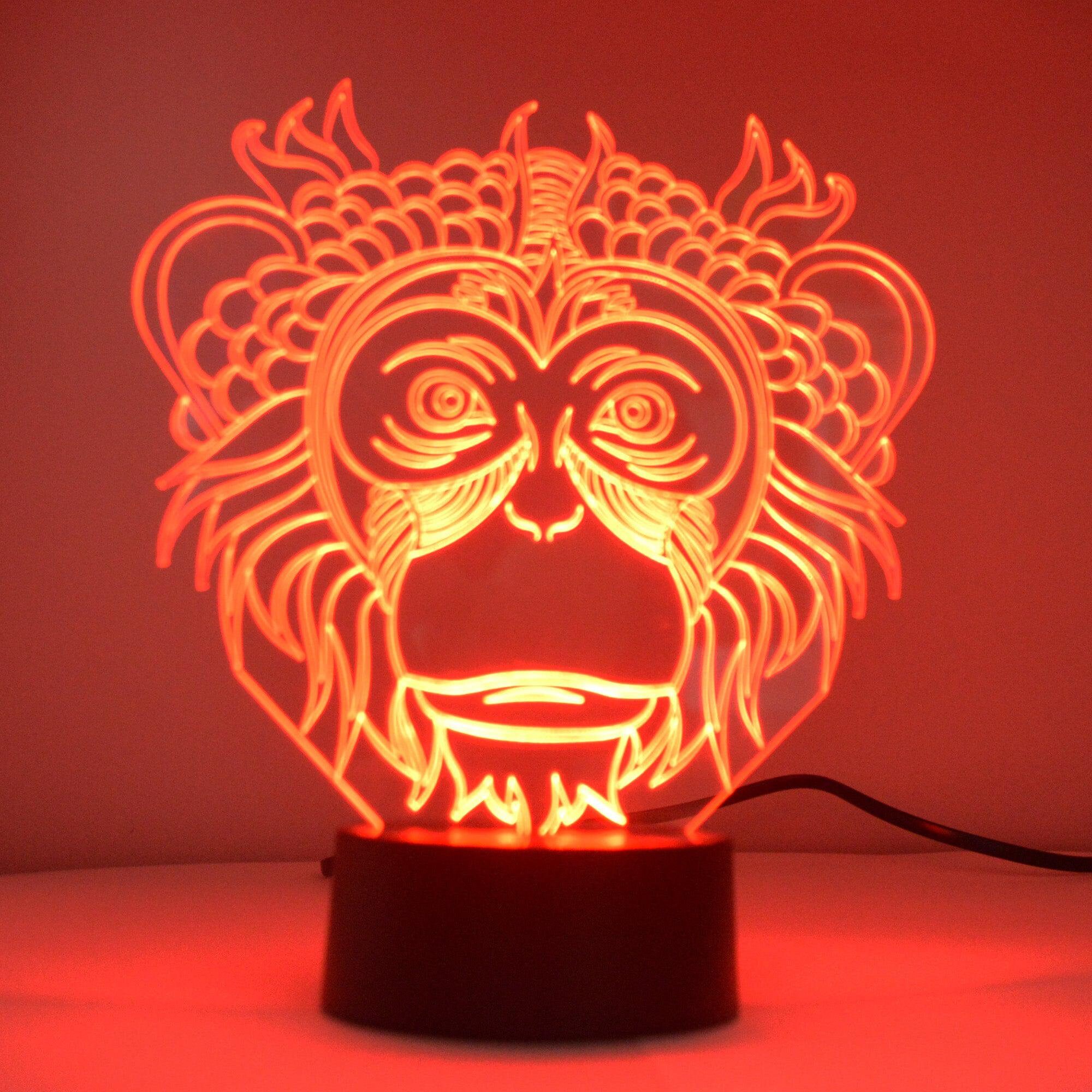 Monkey Face Colour Changing LED Mini Acrylic Light - Etsy UK