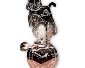 Steampunk Engraved Raven & Pocket Watch Acrylic Mirror | Etsy