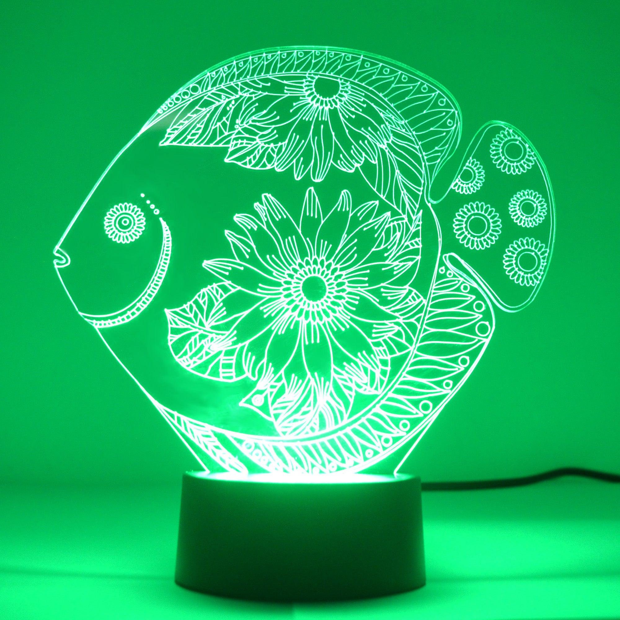 Floral Flower Fish Colour Changing LED Mini Acrylic Light - Etsy UK
