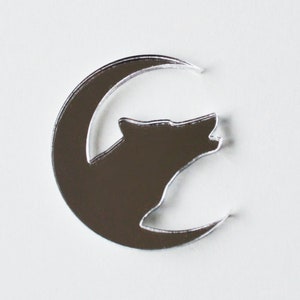 Howling Wolf Crescent Moon Mini Craft Sized Acrylic Mirrors - Etsy