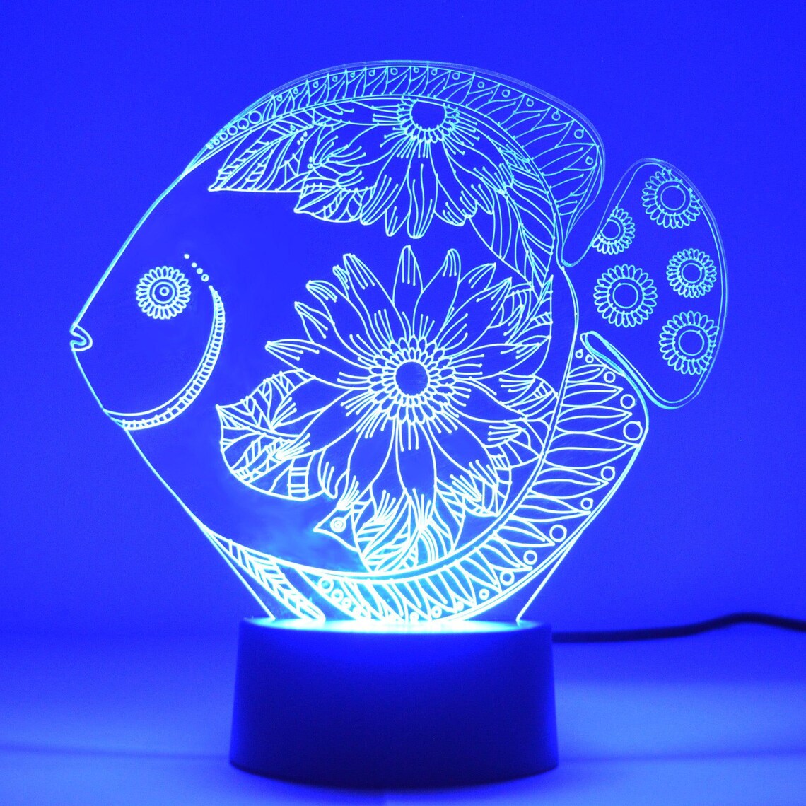Floral Flower Fish Colour Changing LED Mini Acrylic Light - Etsy UK