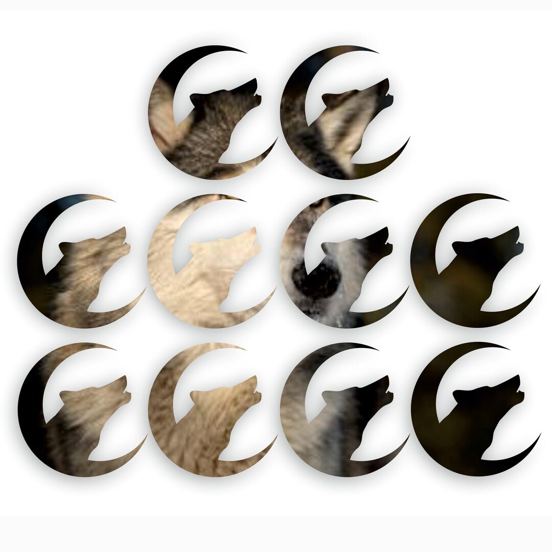 Howling Wolf Crescent Moon Mini Craft Sized Acrylic Mirrors - Etsy
