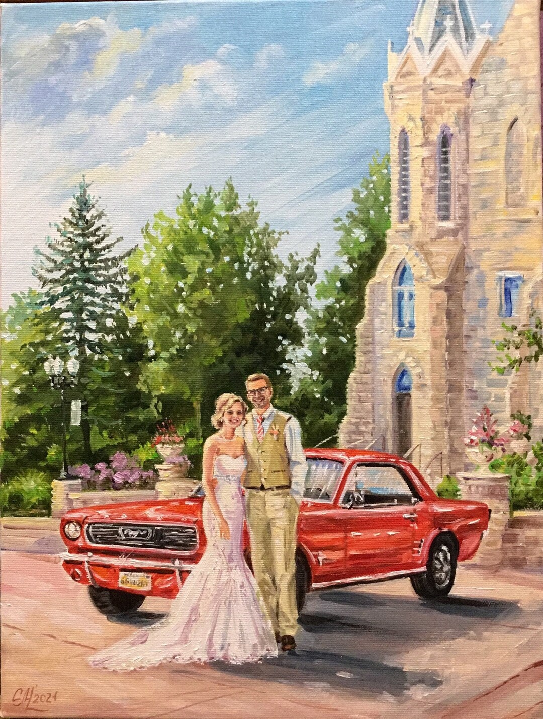 Commission Painting on Canvas Custom Wedding Painting From Photo Custom ...