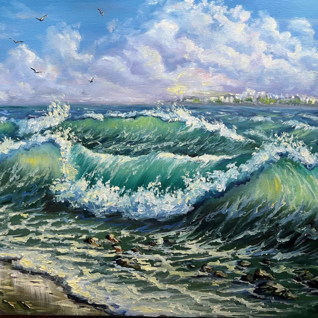Original Oil Painting Impressionist Art Beach Painting Ocean Art ...