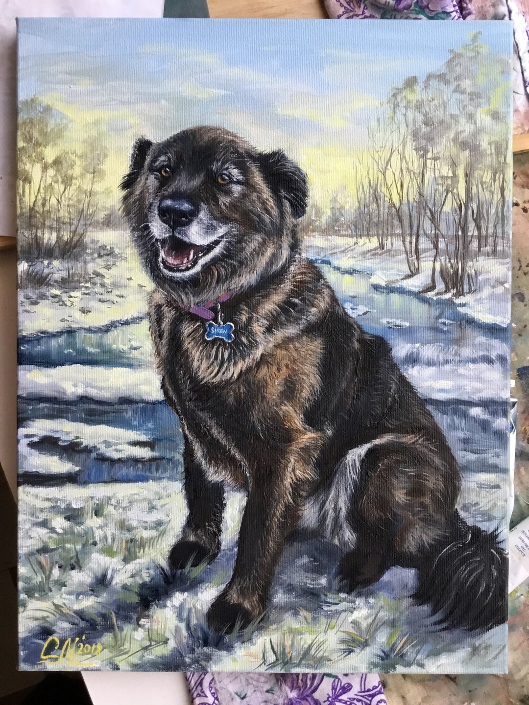 Dog Memorial Portrait Gift Commission Painting Custom Dog Portrait From ...