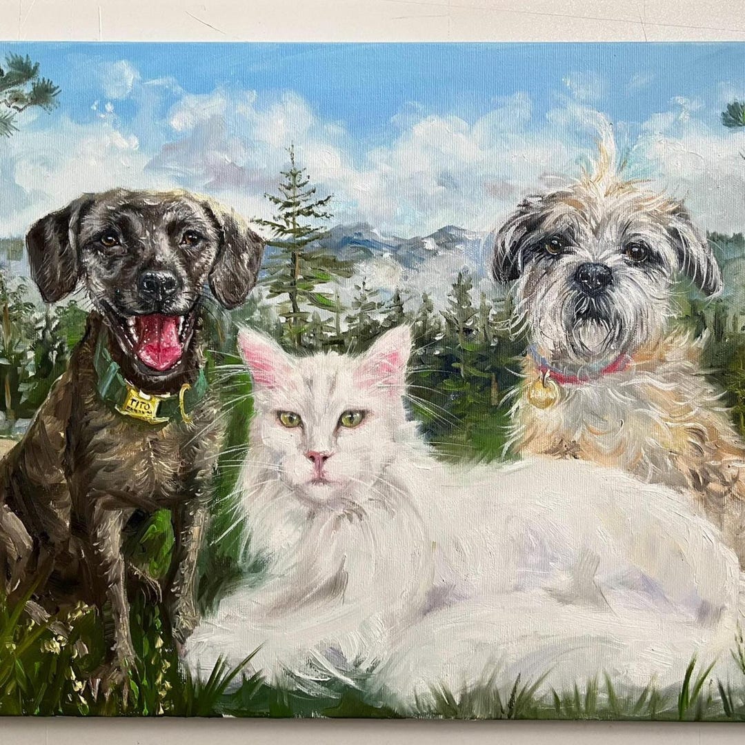 Custom Dog Portrait Art Commission Painting Dog Memorial Painting Gift ...