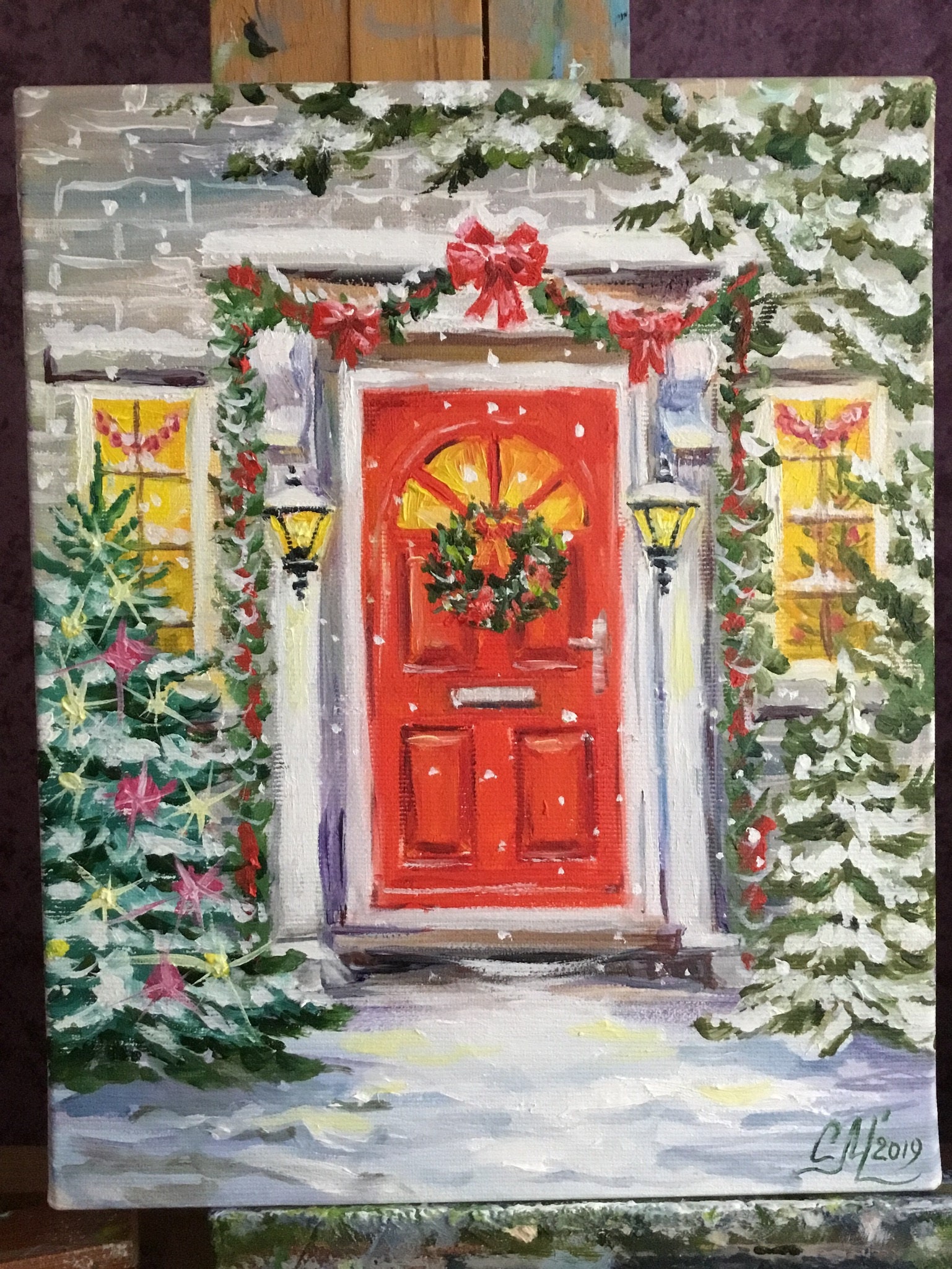Christmas Wall Art Commission Painting on Canvas Christmas Gift Art ...