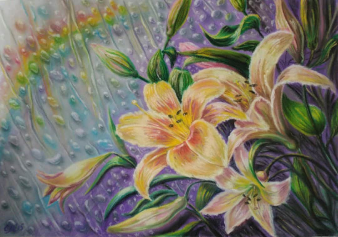 Yellow Lily Art for Girl Room Decor Pacification Art Floral Art ...