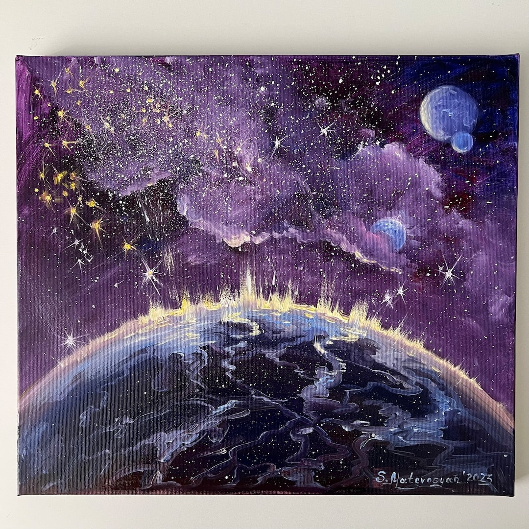 Galaxy Painting Space Art Original Oil Painting on Canvas Celestial Art ...