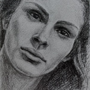 Original Graphite Pencil Portrait Female Portrait Drawing Fine Art ...