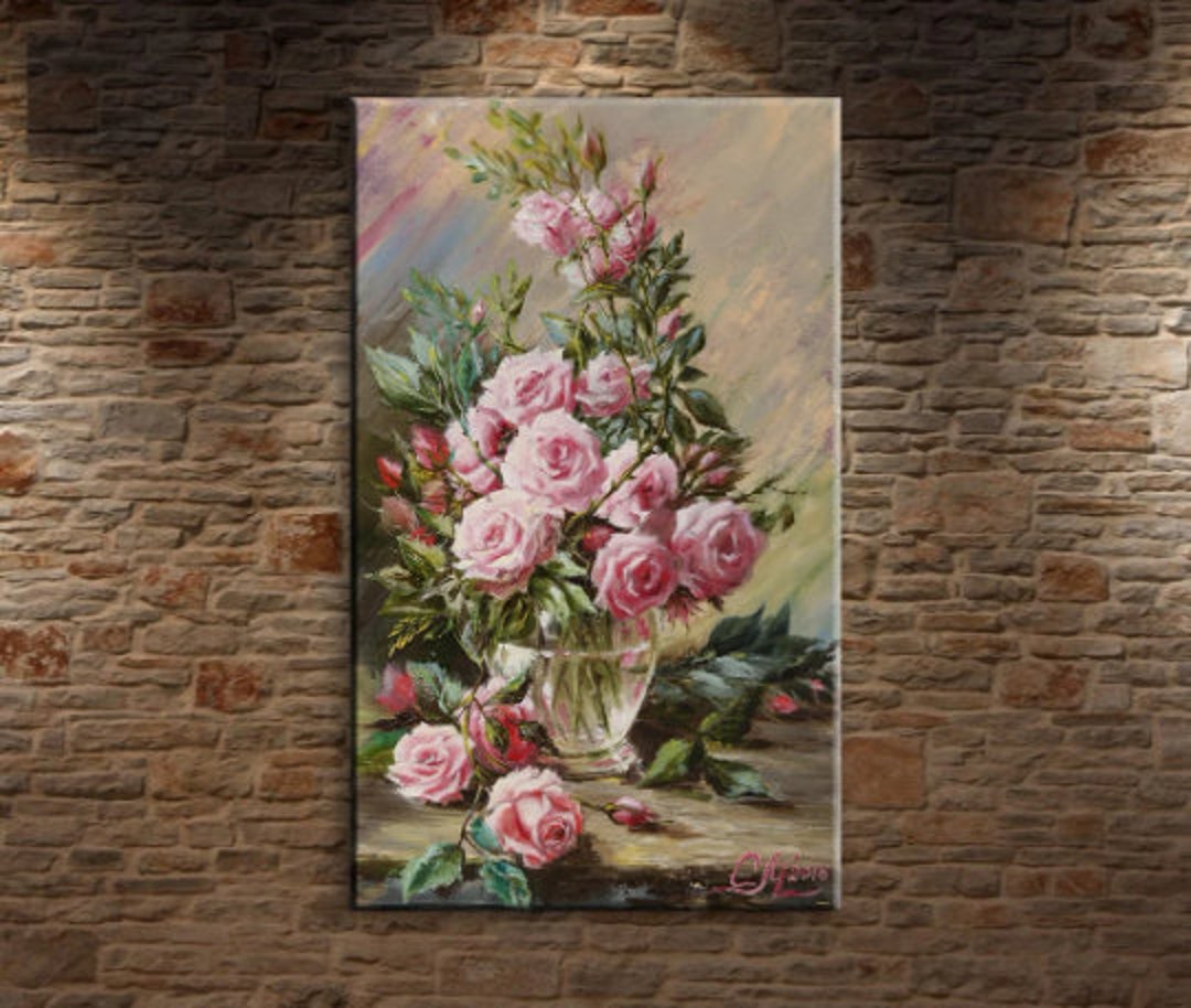 Pink Roses Art Print Wall Art Flower Print Pink Rose Painting Print ...