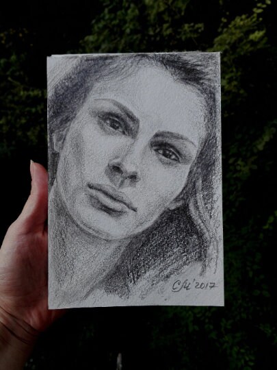 Original Graphite Pencil Portrait Female Portrait Drawing Fine Art ...