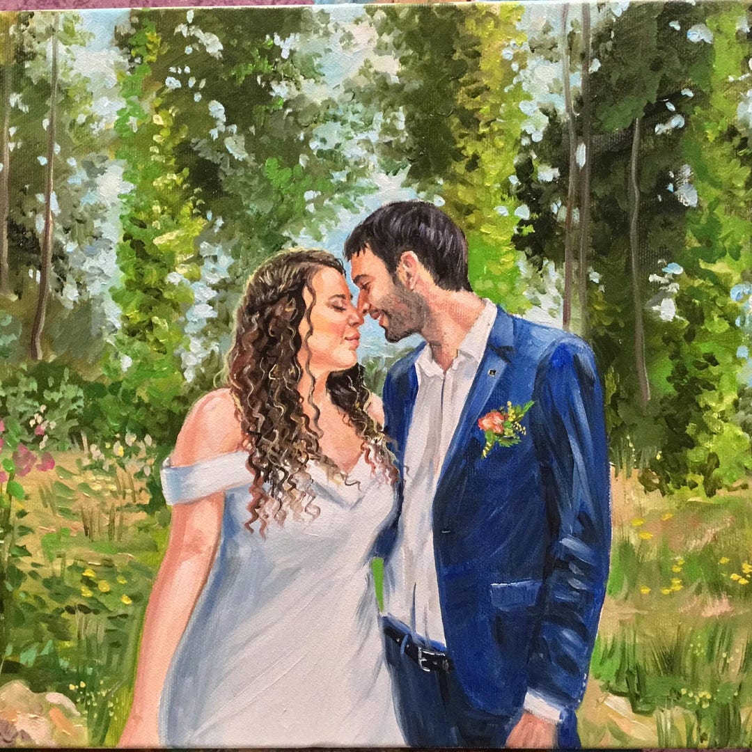 Custom Oil Painting Wedding Portrait Art Commission Painting on Canvas ...