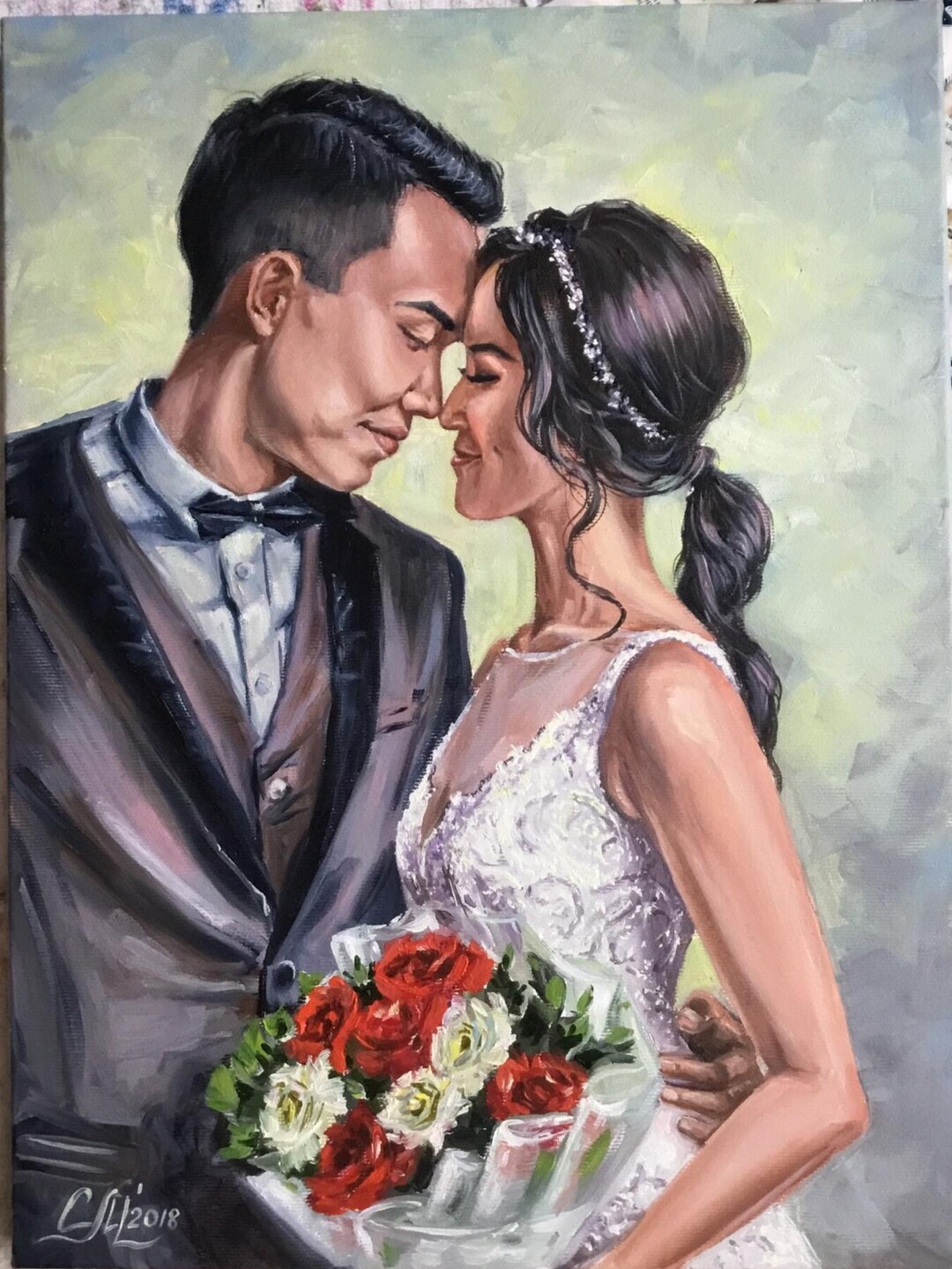Custom Oil Painting Wedding Painting Wall Art Commission Painting on ...