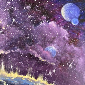 Galaxy Painting Space Art Original Oil Painting on Canvas Celestial Art ...