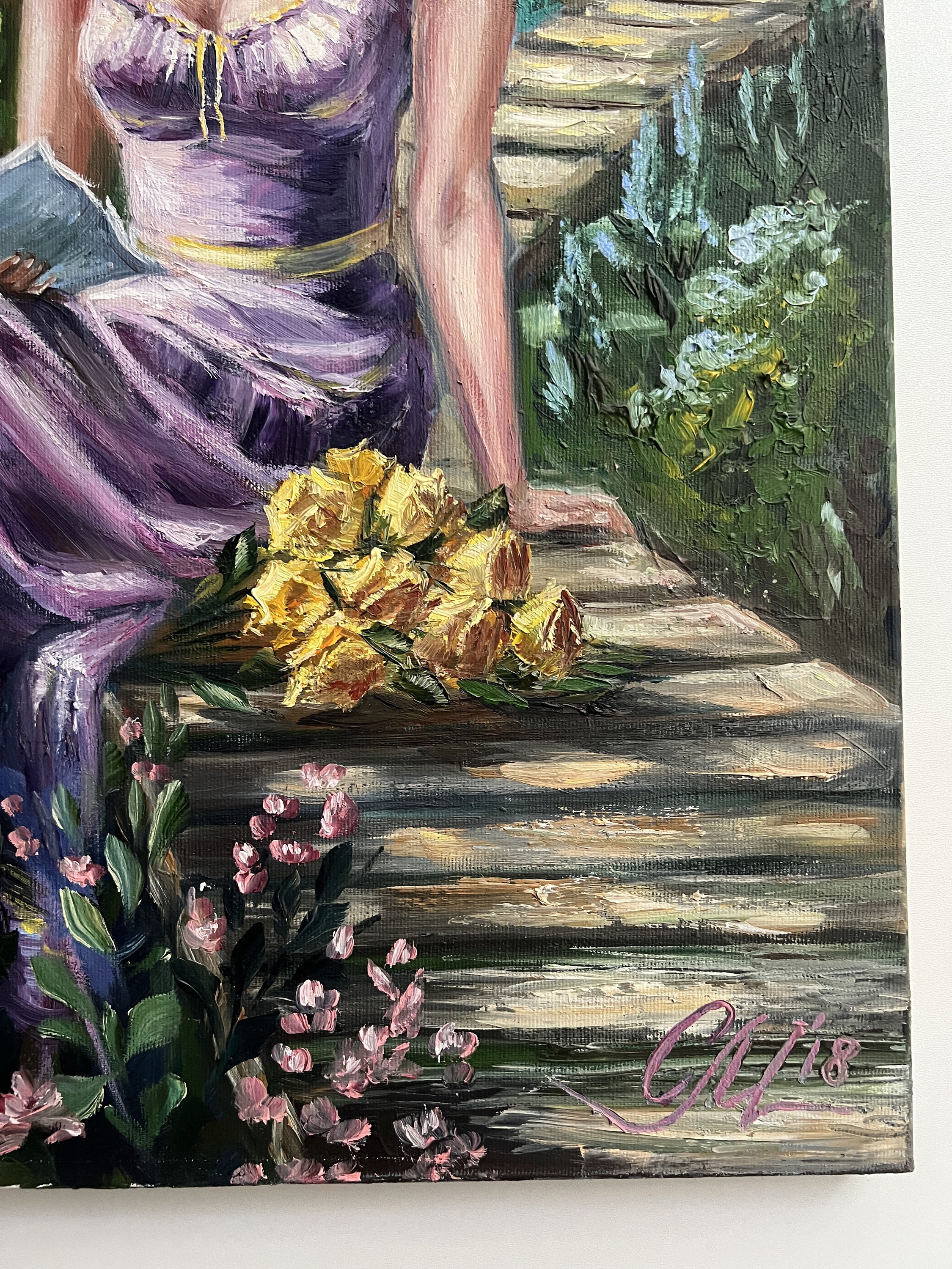 Impressionist Painting on Canvas Original Landscape Art Woman Faceless ...