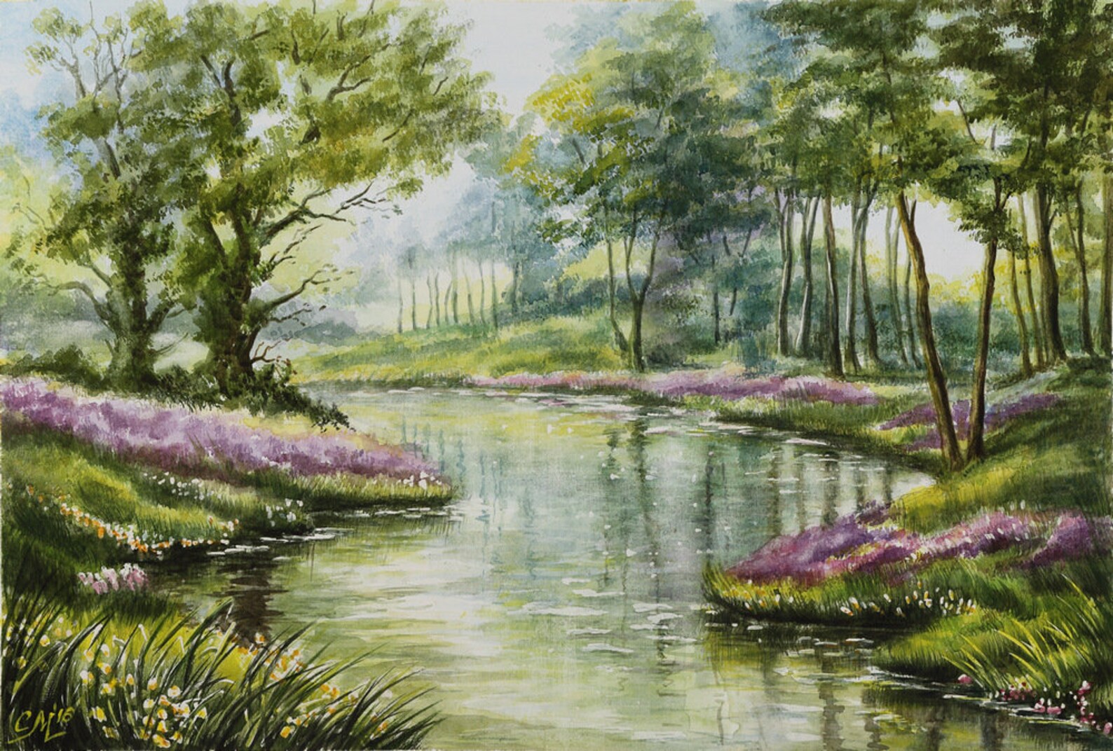 Original watercolor painting landscape paintings Nature scene | Etsy