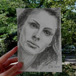 Original Graphite Pencil Portrait Female Portrait Drawing Fine Art ...