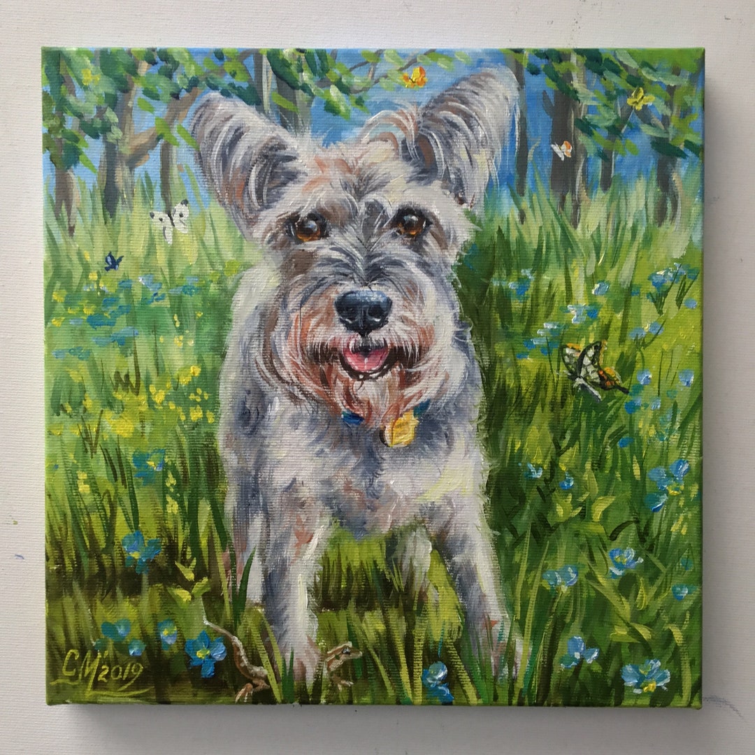 Custom Dog Portrait From Photo to Painting on Canvas Art Commission ...