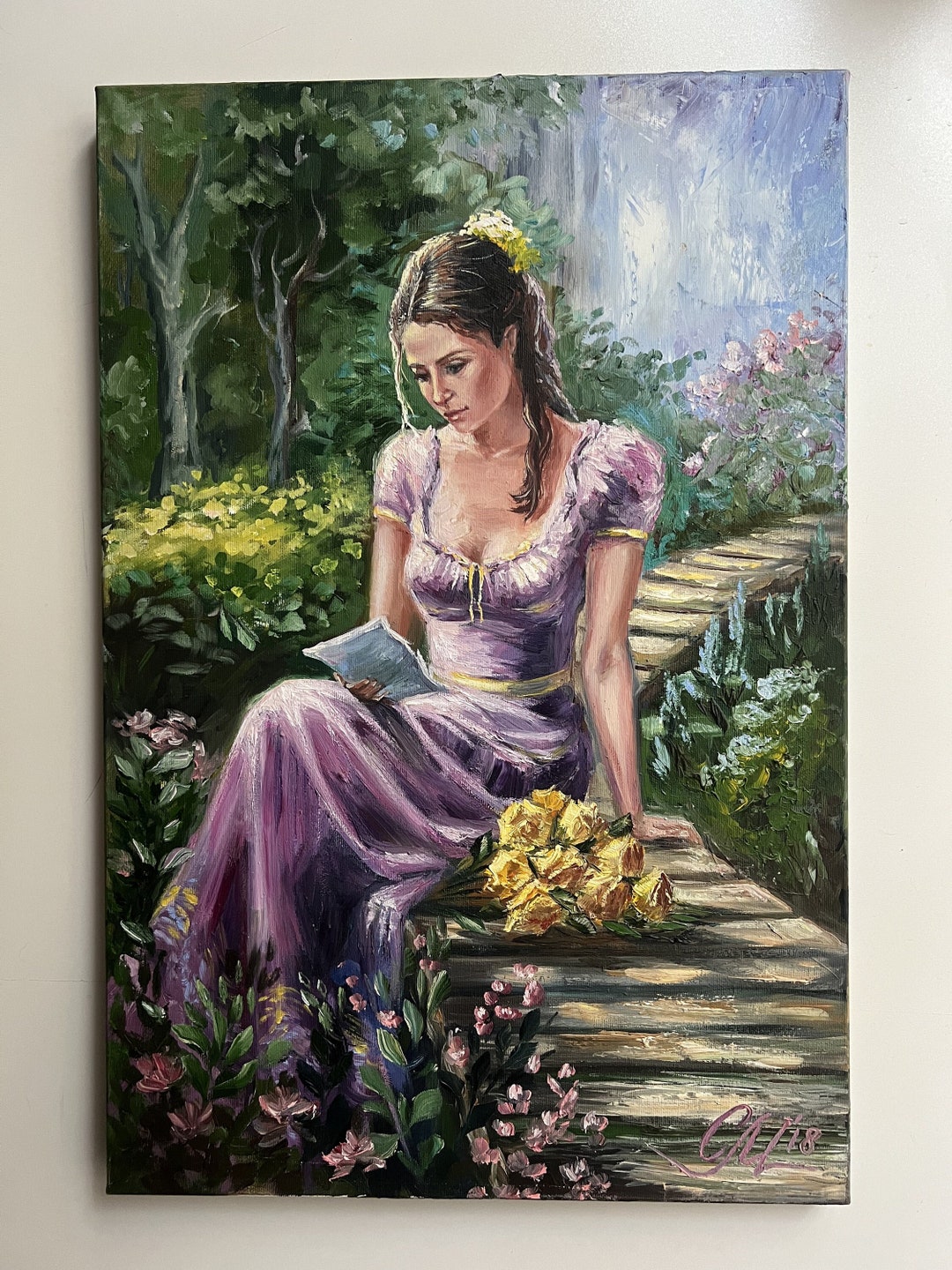 Impressionist Painting on Canvas Original Landscape Art Woman Faceless ...