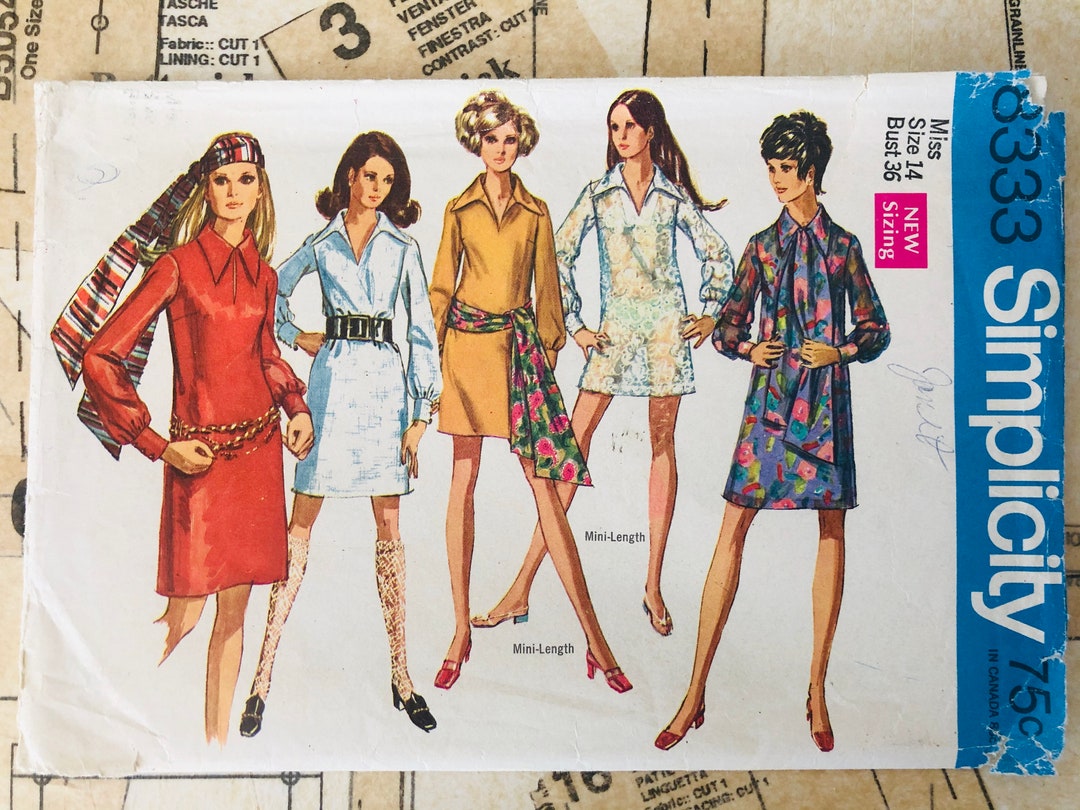 Simplicity 8333 Vintage 60s Dress Sewing Pattern Size 14 Bust 36 Knee ...