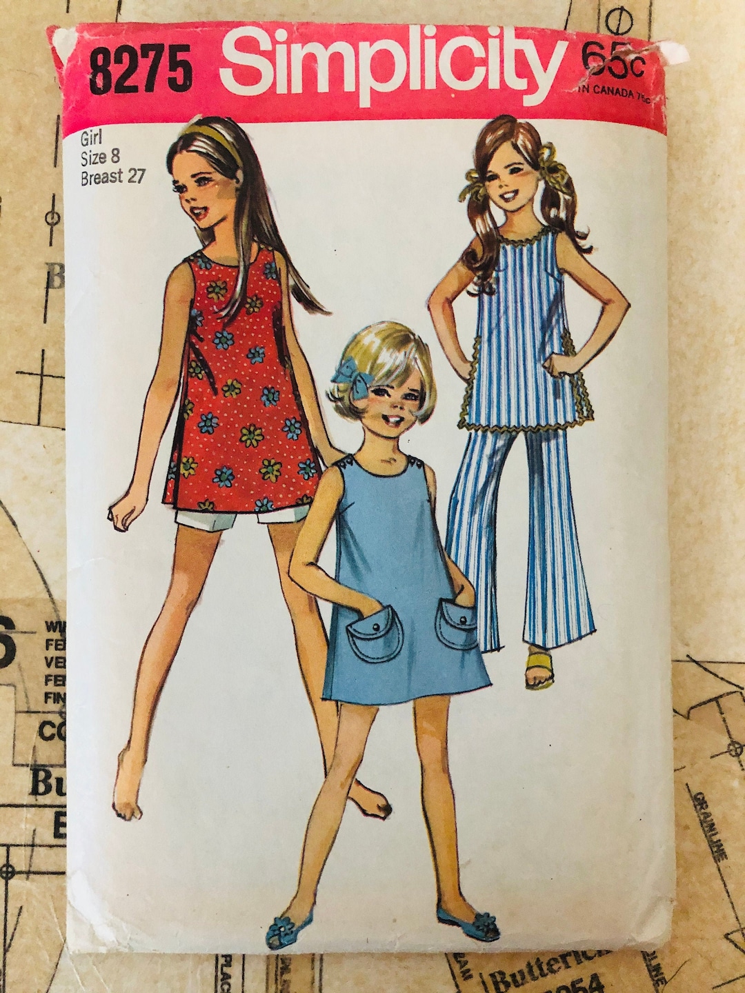 Simplicity 8275 Girls Sewing Pattern Size 8 Vintage 60's - Etsy