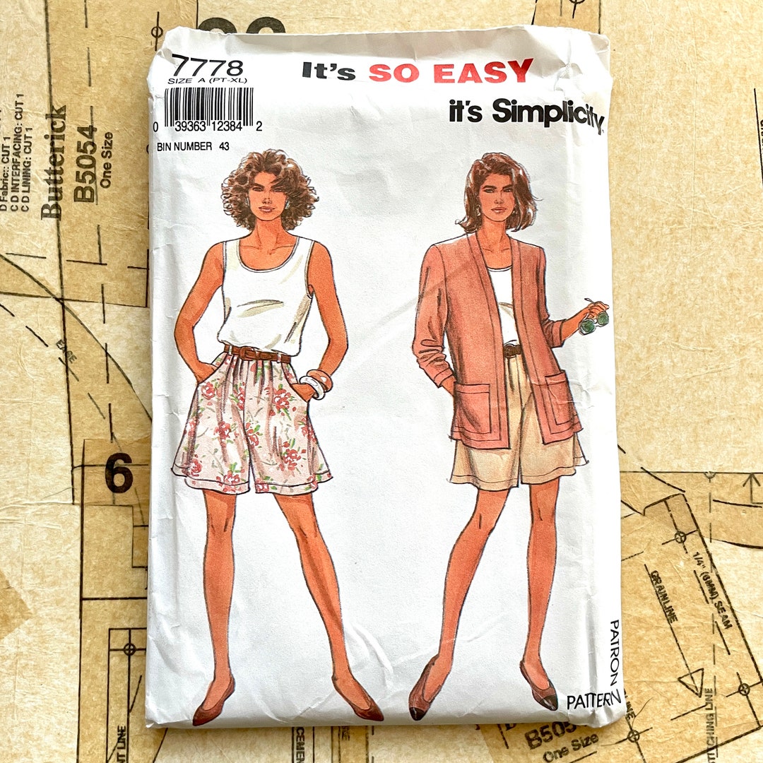 Simplicity 7778 Summer Outfit Pattern Loose Fitting Wide Legged Shorts ...