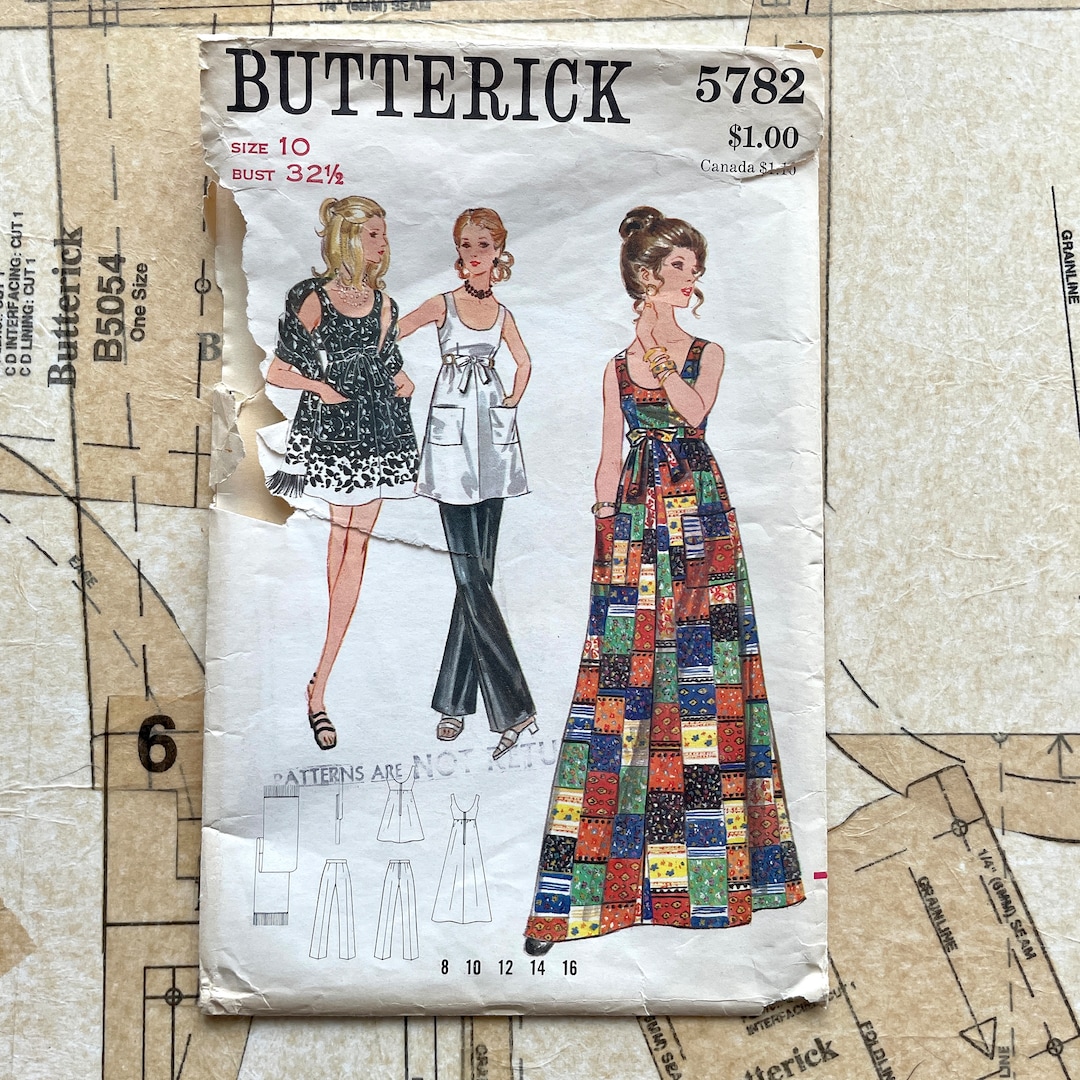 Butterick 5782 Summer Dress Sewing Pattern 70s Maxi Dress Pattern ...
